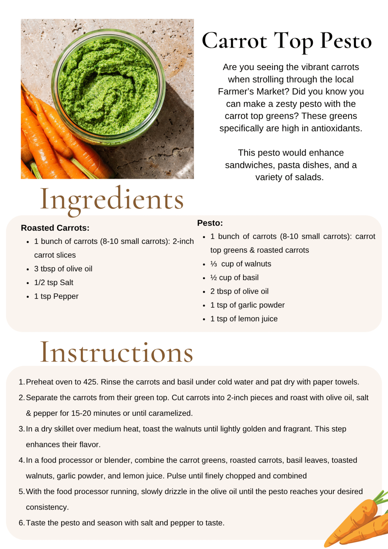 Carrot Top Pesto - Sustainable CAPE